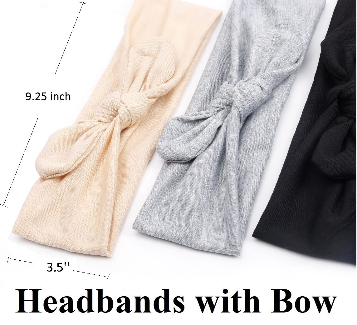 Tobeffect Bow Headbands for Women Non Slip 3.5'' Wide Knotted Headband Hair Bands with Bows Rabbit Ears Womens Turban Headbands Headwraps Girls Strechy Cute Hair Accessories…