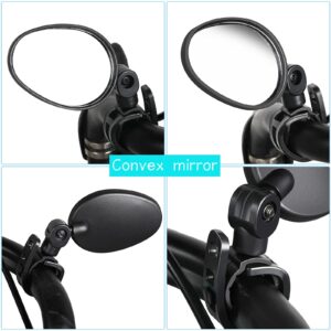 Hestya Bike Mirror 360 Degree Adjustable Safe Rotatable Handlebar Mirror Bicycle Mirror Cycling Rear View Mirror Shockproof Acrylic Convex Mirror Rearview Mirror for Mountain Road Bike(2 Pieces)