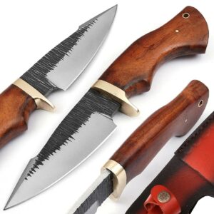 shard blade handmade carbon steel hunting knife with sheath fixed blade knives wood handle camping knife bushcraft knife, survival hunting knife