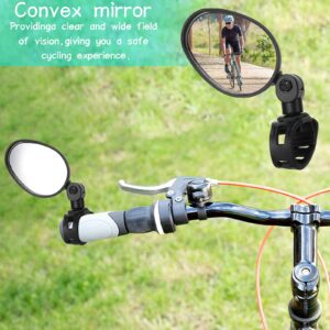 Hestya Bike Mirror 360 Degree Adjustable Safe Rotatable Handlebar Mirror Bicycle Mirror Cycling Rear View Mirror Shockproof Acrylic Convex Mirror Rearview Mirror for Mountain Road Bike(2 Pieces)