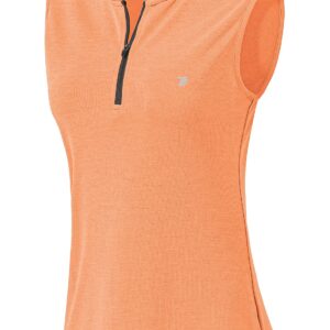 BGOWATU Women's Golf Polo Shirts Sleeveless Zip Up Collarless UPF 50+ Tennis T-Shirt Lightweight Quick Dry Light Orange M