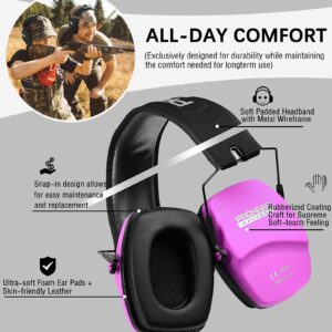 PROHEAR 016 Ear Protection Safety Earmuffs for Shooting with NRR 26dB 2Pack (Blue and Pink)