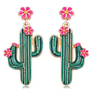 bvga metal dangle earrings for women statement cactus strawberry palm leaf monstera drop dangle earrings fashion jewelry