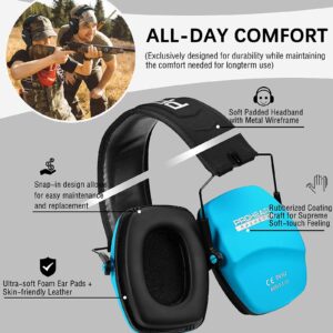 PROHEAR 016 Ear Protection Safety Earmuffs for Shooting with NRR 26dB 2Pack (Blue and Pink)