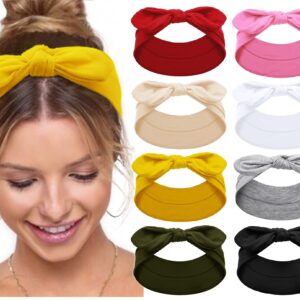 Tobeffect Bow Headbands for Women Non Slip 3.5'' Wide Knotted Headband Hair Bands with Bows Rabbit Ears Womens Turban Headbands Headwraps Girls Strechy Cute Hair Accessories…