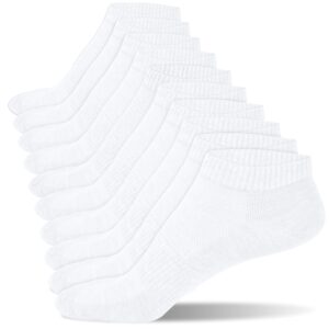 cozi foot 10 pairs women ankle socks athletic soft low cut socks (shoe size: 5-8, c01-white)