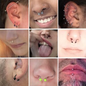 Drperfect 48Pcs 16G Stainless Steel Horseshoe Nose Septum Rings Piercing Jewelry Cartilage Helix Tragus Earring Hoop Eyebrow Lip Hoop Retainer for Women Men 6mm 8mm 10mm 12mm