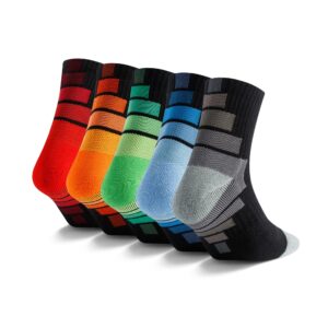 hicomlor athletic-ankle-socks for men, running-socks with cushioned, mesh ventilating, arch support, moisture wicking 5 pairs