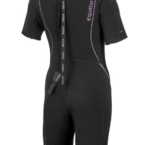 Rapido Boutique Collection Women's Equator Superior Flex Stretch Neoprene Wetsuit Shorty Scuba Snorkeling Surf Suit… (Black Pink, Large)