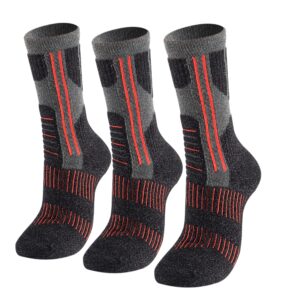 toes&feet men's 3-pack black cushioned anti odor quick dry blister resistant compression crew hiking trekking socks,size 7-12