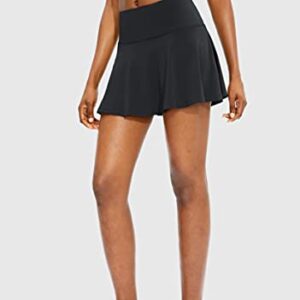 SANTINY Pleated Tennis Skirt for Women with 4 Pockets, High Waisted Athletic Golf Skorts Skirts for Running Casual (Black_M)