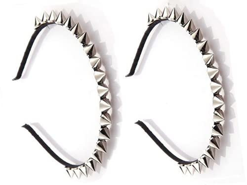 FULAI Duyppy 2 Pack Rivet Punk Spike Headband Studded Headband Party Hair Band Hair Clips for Women