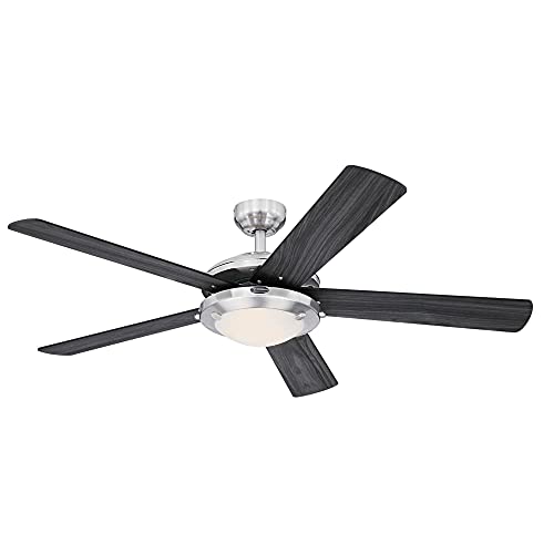 Westinghouse 7305400 Comet LED Ceiling Fan, 52 Inch, Brushed Nickel, Frosted Glass