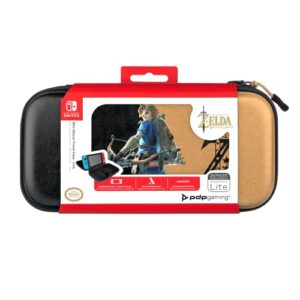 PDP Gaming Officially Licensed Switch Slim Deluxe Travel Case - Zelda Breath of the WIld - Semi-Hardshell - Console Stand - Protective PU Leather - Holds 14 Games - Works with Switch OLED & Lite