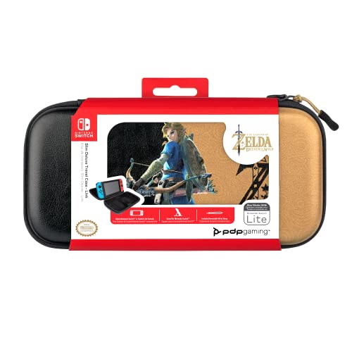 PDP Gaming Officially Licensed Switch Slim Deluxe Travel Case - Zelda Breath of the WIld - Semi-Hardshell - Console Stand - Protective PU Leather - Holds 14 Games - Works with Switch OLED & Lite