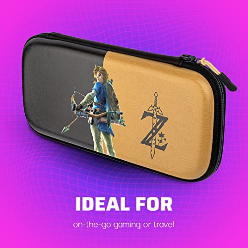 PDP Gaming Officially Licensed Switch Slim Deluxe Travel Case - Zelda Breath of the WIld - Semi-Hardshell - Console Stand - Protective PU Leather - Holds 14 Games - Works with Switch OLED & Lite