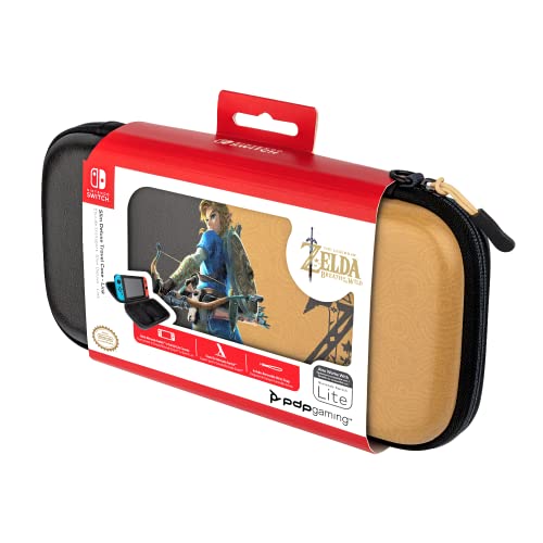 PDP Gaming Officially Licensed Switch Slim Deluxe Travel Case - Zelda Breath of the WIld - Semi-Hardshell - Console Stand - Protective PU Leather - Holds 14 Games - Works with Switch OLED & Lite