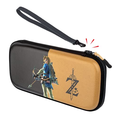 PDP Gaming Officially Licensed Switch Slim Deluxe Travel Case - Zelda Breath of the WIld - Semi-Hardshell - Console Stand - Protective PU Leather - Holds 14 Games - Works with Switch OLED & Lite