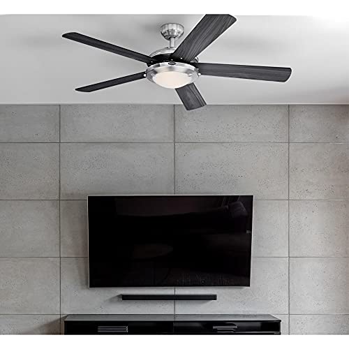 Westinghouse 7305400 Comet LED Ceiling Fan, 52 Inch, Brushed Nickel, Frosted Glass