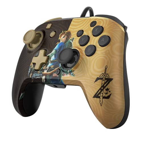 PDP REMATCH Enhanced Wired Nintendo Switch Pro Controller, Switch Lite/OLED Compatible (Zelda Breath of the Wild Gold/Black)