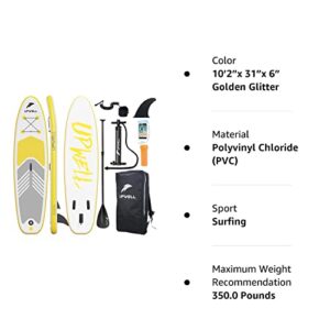 UPWELL Inflatable Stand Up Paddle Board Premium SUP Modular Paddle Boards for Adults, 10’2” Blow up Paddle Boards 6” Thick, Golden Glitter