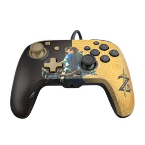 PDP REMATCH Enhanced Wired Nintendo Switch Pro Controller, Switch Lite/OLED Compatible (Zelda Breath of the Wild Gold/Black)