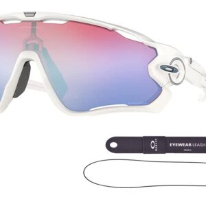 Oakley OO9290 Jawbreaker 929021 31MM Polished White/Prizm Snow Saphire Rectangular Sunglasses for Men+ BUNDLE Accessory Leash + BUNDLE with Designer iWear Eyewear Kit