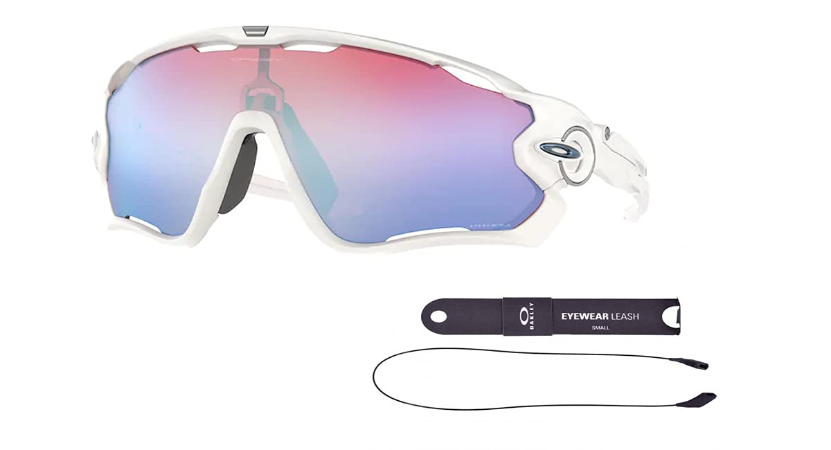 Oakley OO9290 Jawbreaker 929021 31MM Polished White/Prizm Snow Saphire Rectangular Sunglasses for Men+ BUNDLE Accessory Leash + BUNDLE with Designer iWear Eyewear Kit