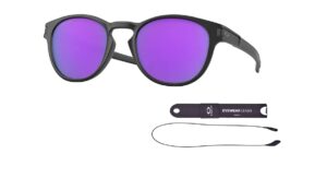 oakley oo9265 latch 926555 53mm matte black/prizm violet oval sunglasses for men + bundle accessory leash kit + bundle with designer iwear eyewear kit