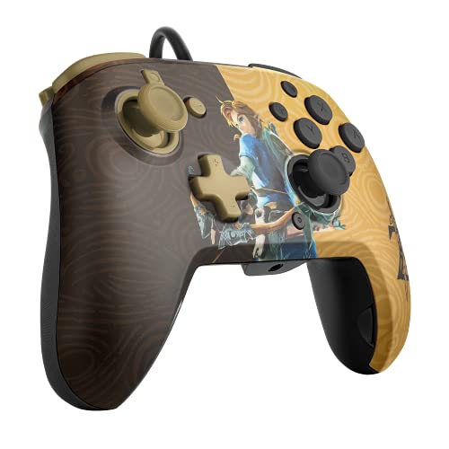 PDP REMATCH Enhanced Wired Nintendo Switch Pro Controller, Switch Lite/OLED Compatible (Zelda Breath of the Wild Gold/Black)