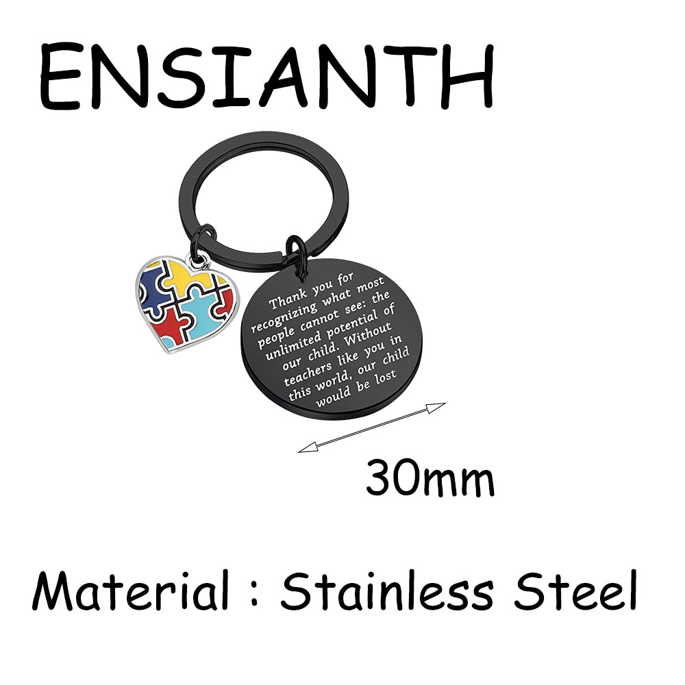 ENSIANTH Autism Teacher Keychain Autism Teacher Gift Autism jewelry Gift Autism Teacher Appreciation Gift (Autism Teacher Key Black)