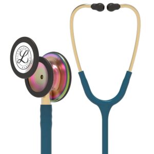 3M Littmann Cardiology IV Diagnostic Stethoscope, Rainbow-Finish Chest Piece, Black Tube, Stem and Headset, 27 Inch & Classic III Monitoring Stethoscope, Rainbow-Finish, Caribbean Blue Tube, 27 Inch