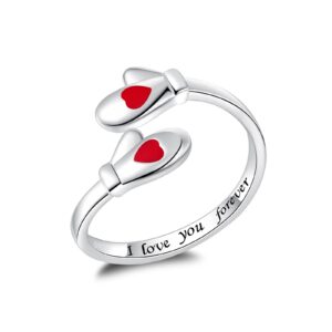 qiuqiulu hug ring 925 sterling silver confession ring for firlfriend, wife and daughter-i love you forever