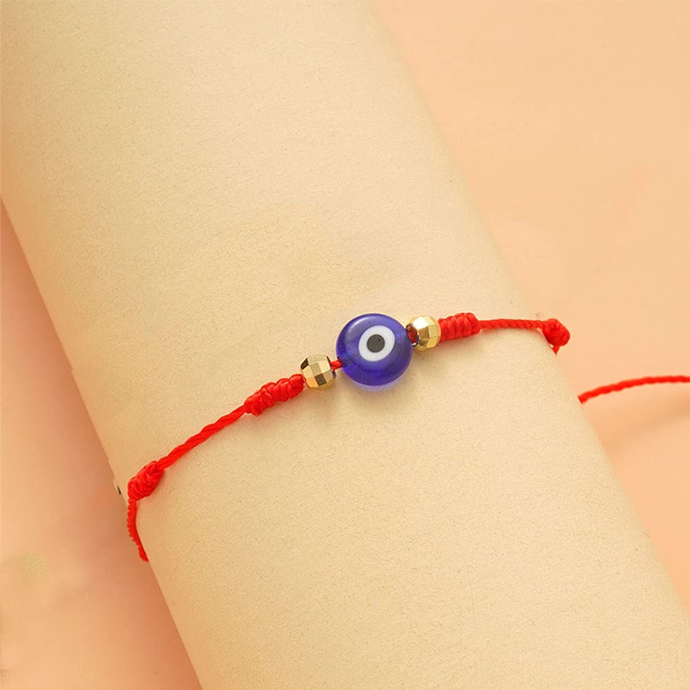 JczR.Y M Letter Disc Bracelet Charm Red Rope Blue Evil Eye Bracelet Handmade Good Luck String Protection Link Wommen's Fashion Jewelry(M)