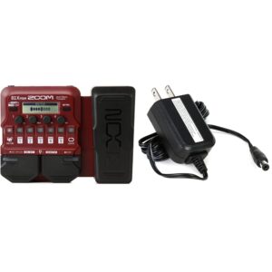 zoom b1x four bass guitar multi-effects processor with expression pedal & ad-16 ac adapter, 9v ac power adapter designed for use with guitar, bass, and acoustic effects pedals