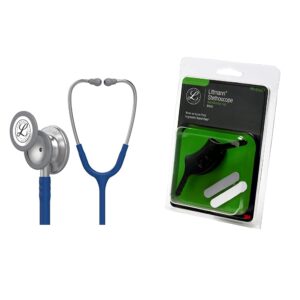 3m littmann classic iii monitoring stethoscope, navy blue tube, 27 inch, 5622 & 40007 stethoscope identification tag, black