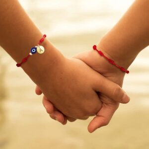 JczR.Y M Letter Disc Bracelet Charm Red Rope Blue Evil Eye Bracelet Handmade Good Luck String Protection Link Wommen's Fashion Jewelry(M)