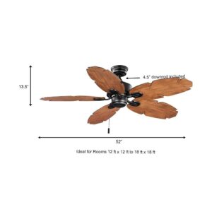 Hampton Bay Lillycrest II 52 in. Indoor/Outdoor Matte Black Wet Rated Ceiling Fan with 5 Weather Resistant QuickInstall Blades 32719