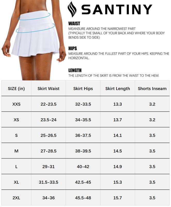 SANTINY Pleated Tennis Skirt for Women with 4 Pockets, High Waisted Athletic Golf Skorts Skirts for Running Casual (Black_M)