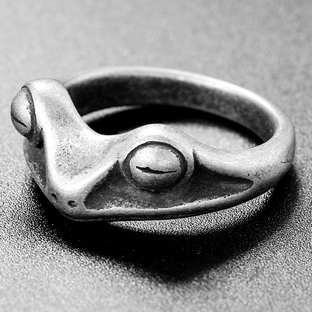 Jude Jewelers Retro Vintage Stainless Steel Cute Frog Style Cocktail Party Halloween Biker Ring (Grey, 12)