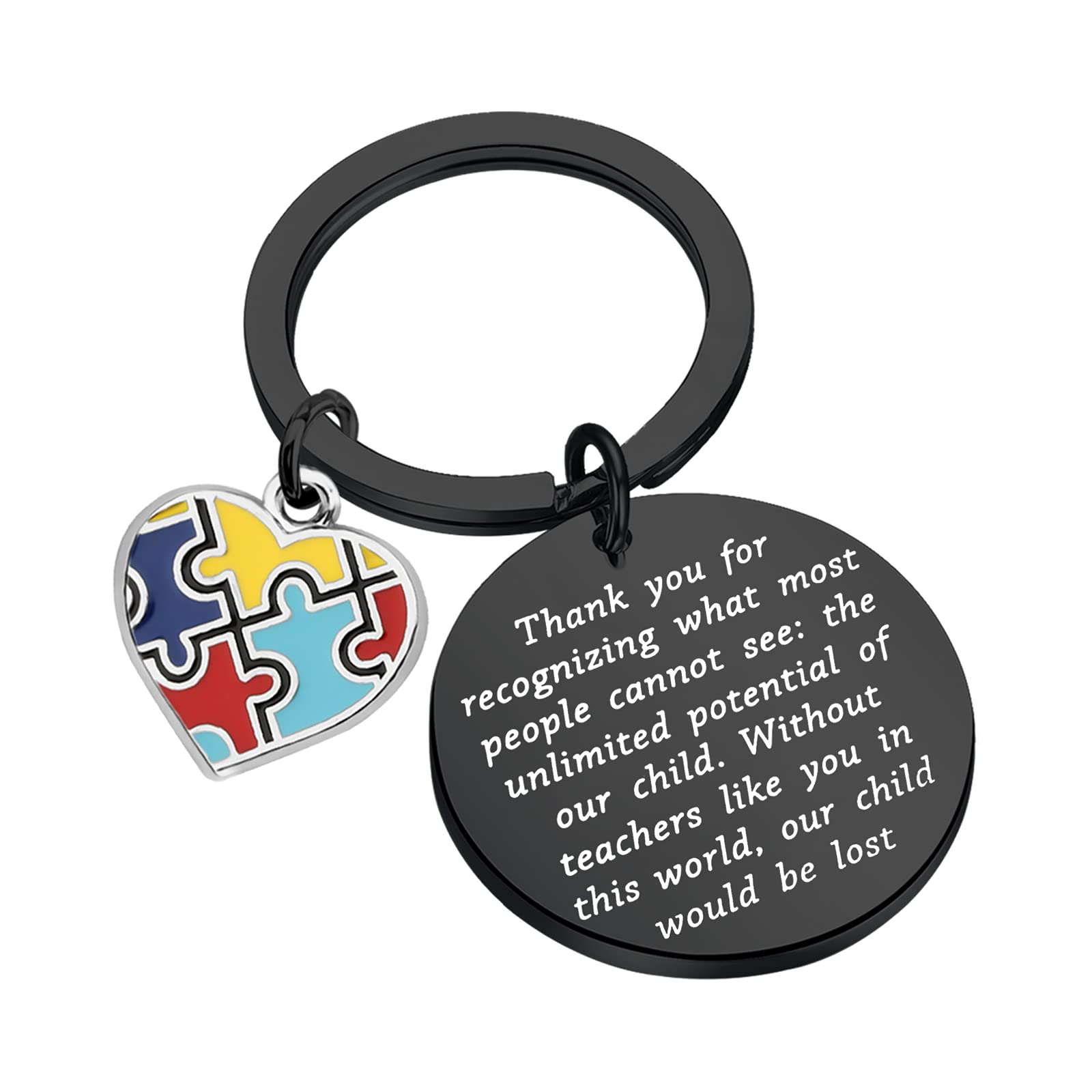 ENSIANTH Autism Teacher Keychain Autism Teacher Gift Autism jewelry Gift Autism Teacher Appreciation Gift (Autism Teacher Key Black)