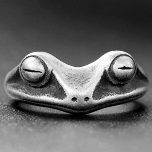 Jude Jewelers Retro Vintage Stainless Steel Cute Frog Style Cocktail Party Halloween Biker Ring (Grey, 12)