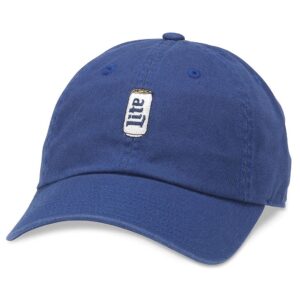 american needle miller lite beer micro slouch buckle strap baseball dad hat (21015a-mlite-bblu)