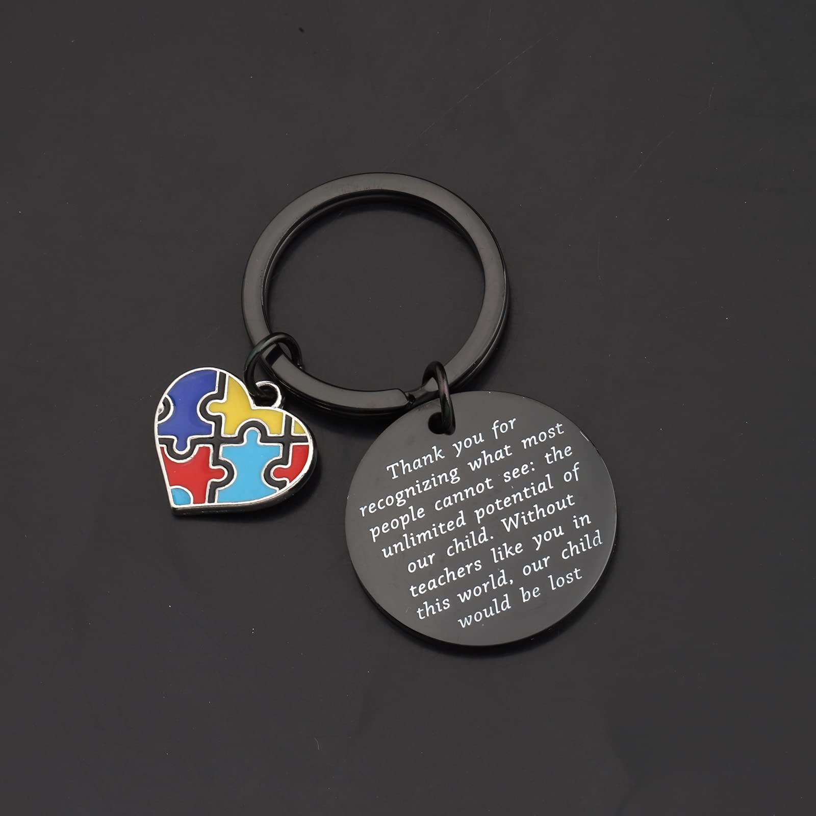 ENSIANTH Autism Teacher Keychain Autism Teacher Gift Autism jewelry Gift Autism Teacher Appreciation Gift (Autism Teacher Key Black)