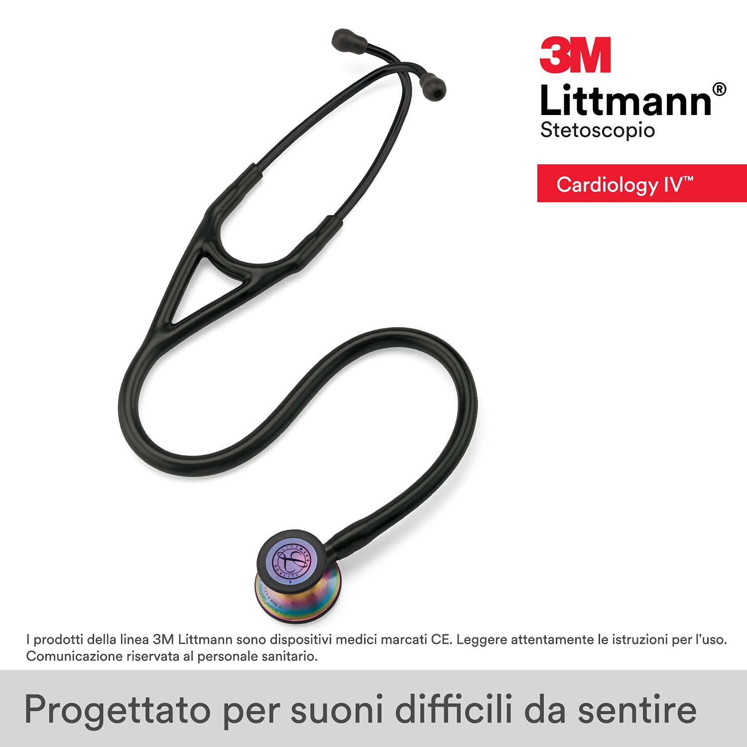 3M Littmann Cardiology IV Diagnostic Stethoscope, Rainbow-Finish Chest Piece, Black Tube, Stem and Headset, 27 Inch & Classic III Monitoring Stethoscope, Rainbow-Finish, Caribbean Blue Tube, 27 Inch