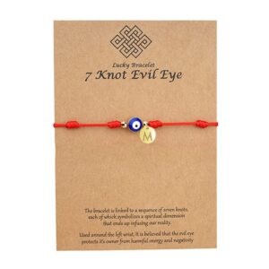 jczr.y m letter disc bracelet charm red rope blue evil eye bracelet handmade good luck string protection link wommen's fashion jewelry(m)