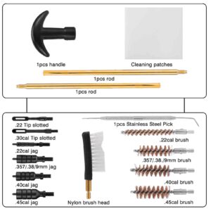 UrbanX Universal Handgun Cleaning kit for Browning Buck Mark .22 Long Rifle Pistol Cleaning Kit Bronze Bore Brush and Plastic Jags Tips with Zippered Compact Case