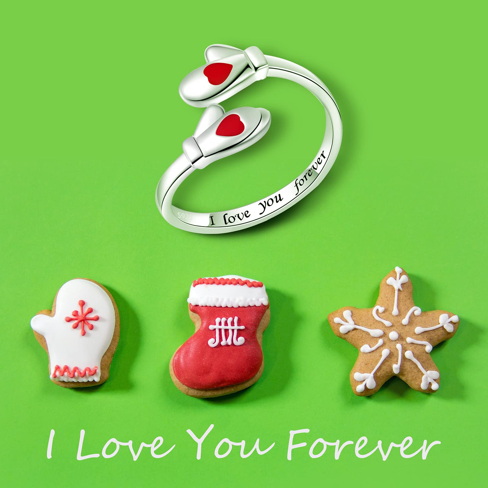 QIUQIULU Hug Ring 925 Sterling Silver Confession Ring For Firlfriend, Wife And Daughter-I Love You Forever