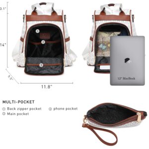 MKP COLLECTION Women Fashion Backpack Purse Multi Pockets Anti-Theft Rucksack Travel Shoulder Bag Handbag Set 2pcs