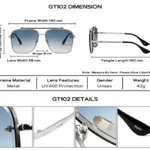 Gtand Fashion Trendy Square Aviator Gradient Sunglasses For Women Men Vintage Metal Sun Glasses